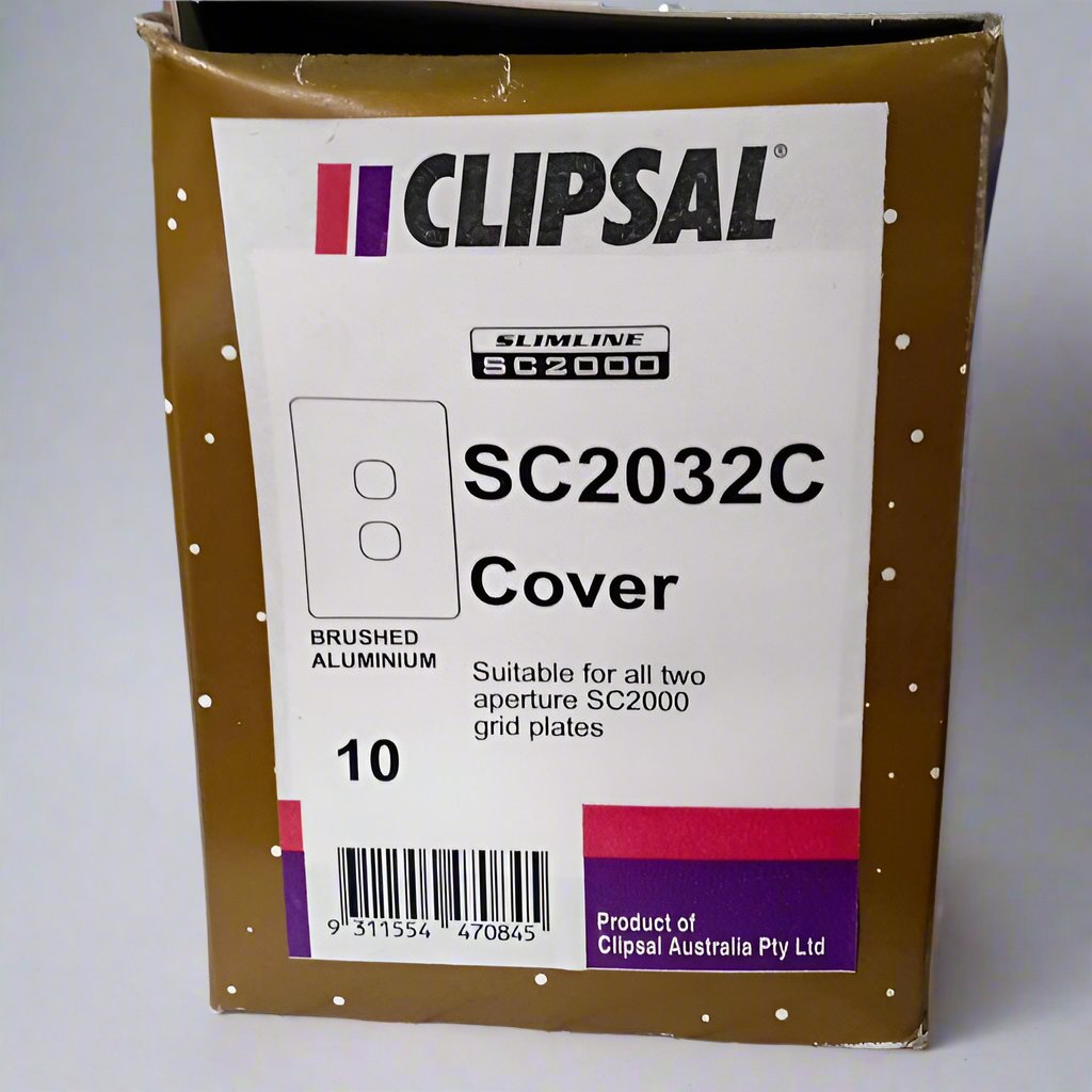 10x CLIPSAL SC2032C-WE SLIMLINE TWO GANG SWITCH COVER PLATE - Brushed ...