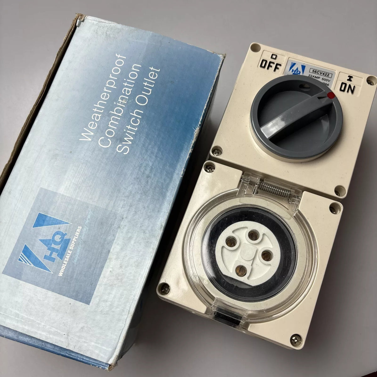 HQ 22 AMP 3 PHASE 4 Pin PLUG 32A FEMALE COMBO SWITCH IP66 WEATHERPROOF ...