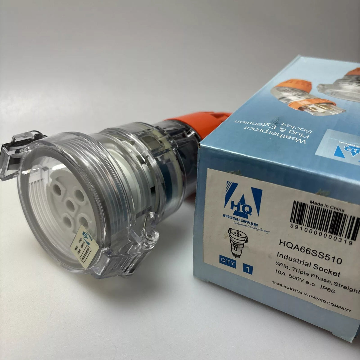HQ 32 AMP 3 PHASE 5 Pin PLUG 10A FEMALE STRAIGHT IP66 WEATHERPROOF SAA ...