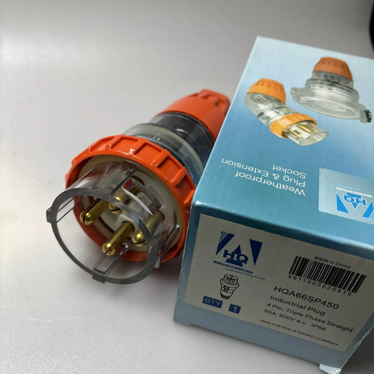 HQ 50 AMP 3 PHASE 4 Pin PLUG 50A MALE Straight IP66 WEATHERPROOF SAA ...